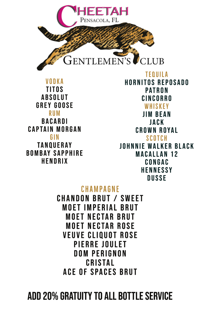 VIP Packages | Cheetah Pensacola